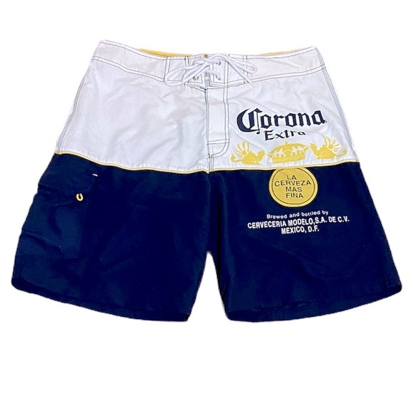 Corona | Swim | Corona Blue White Logo Unlined Board Shorts 34 | Poshmark